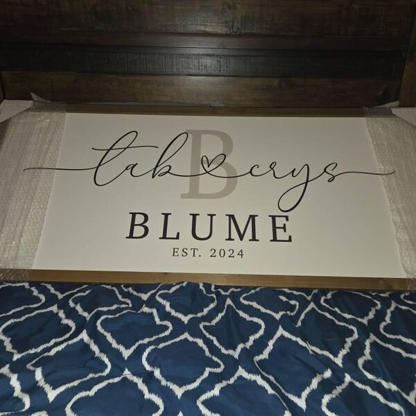 Personalized Last Name Monogram Sign, Gift for Couple, Bedroom Sign ...