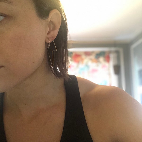 Gold Lightning Bolt Earrings Statement Bolt Earrings Gold Dainty ...