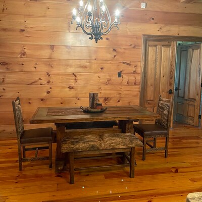 Solid Barnwood Amish Rocking Chair With Hair on Hide Back and - Etsy