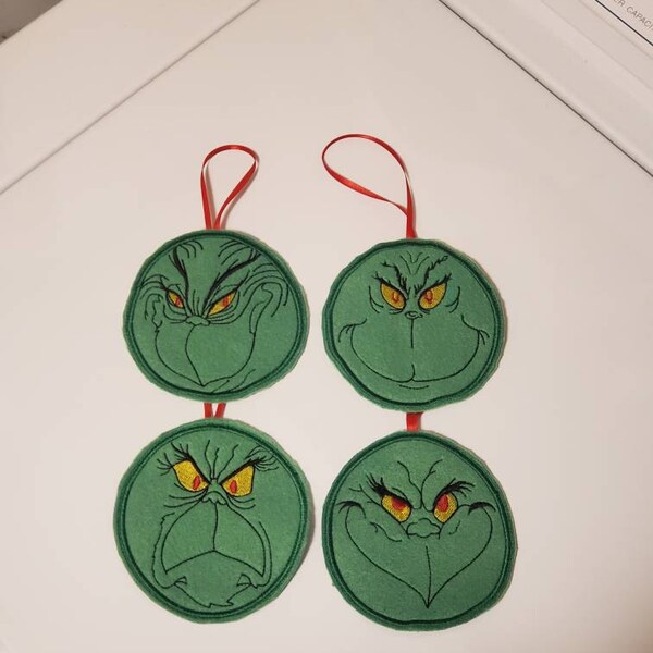 The Grinch Tree Ornaments ITH Machine Embroidery Design, Embroidery ...