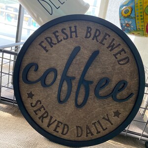 Coffee Bar Sign,fresh Brewed Coffee, Rustic Small Coffee Signs, Round ...