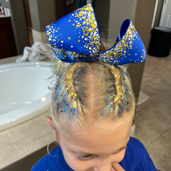 Royal Blue GLITTER Cheer Bow, Big Blue Glitter Cheer Bow, Blue Gold ...