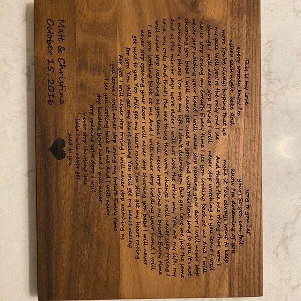 Engraved Wedding Song, First Dance Lyrics, Your Wedding Lyrics Engraved ...