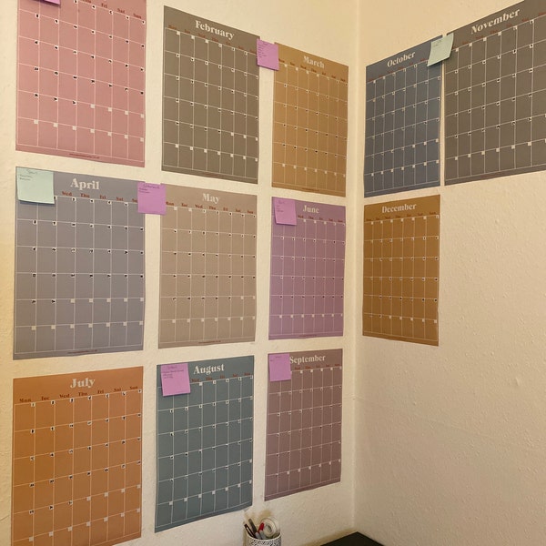 Large Monthly Wall Planner A3 Pastel Wall Planner Individual Pages ...