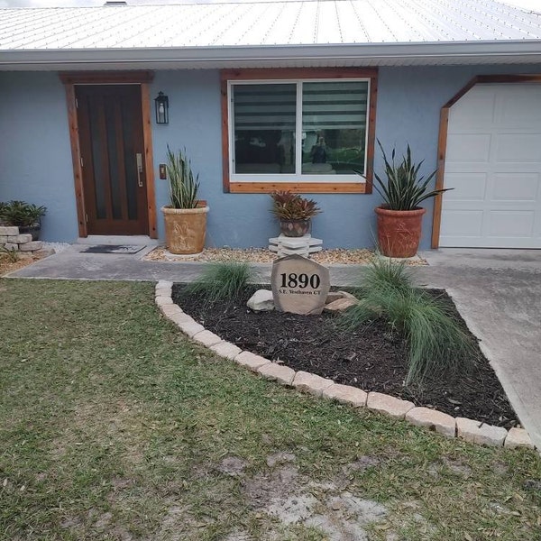 House Address Rock Standard- Engraved Stone - Custom Stone Personalized ...