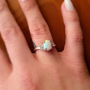 Opal Ring, White Opal Ring, Sterling Silver Opal Ring, Silver Opal Ring, Birthstone Ring ...