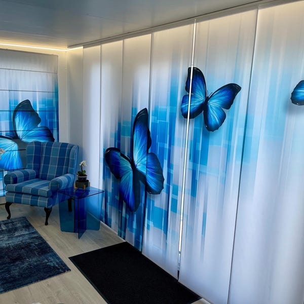 Sliding Panel Curtains for Sliding Glass Door, Set of 4 Panel Track ...