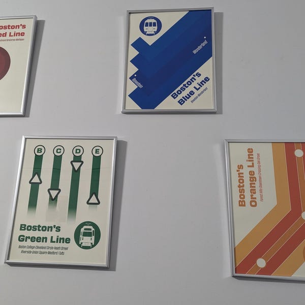 Boston Subway Poster | Blue, Green, Red, Orange Line Trains, MBTA, the ...