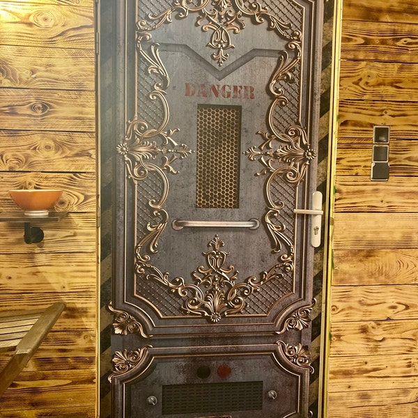 Steampunk Boss Door Mural - Man Cave Decor, Bunker Gateway Cover ...