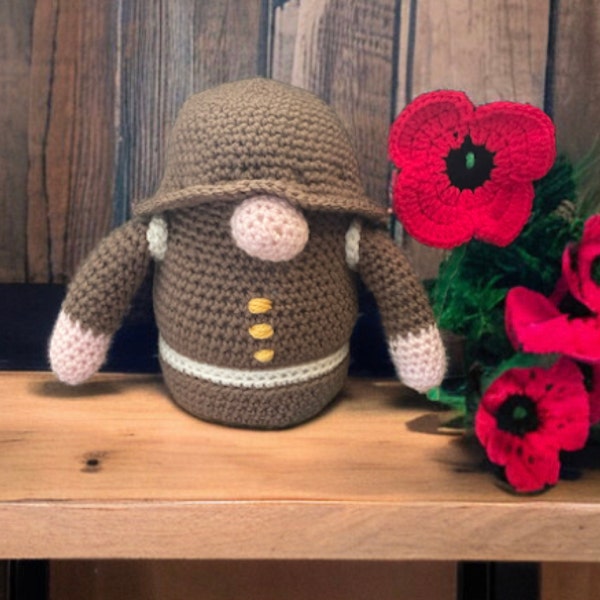 Remembrance Day Soldier With Poppy, Douglas the Gnome Crochet PATTERN ...