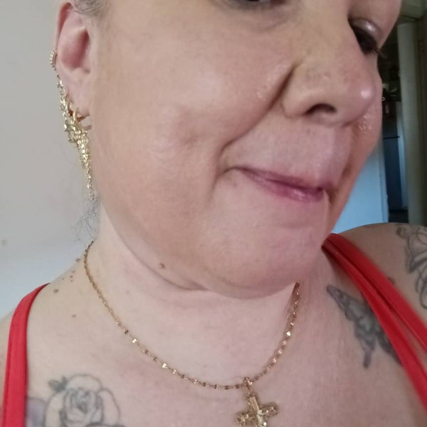 Gold Glitter Chain Necklace Stainless Steel, Flat Link Chain Necklace ...