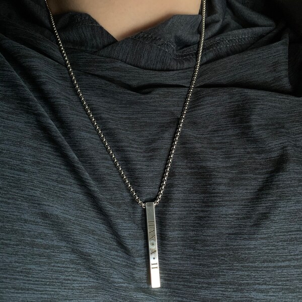 Mens Personalized Necklace Engraved Necklace Custom Necklace for Men ...