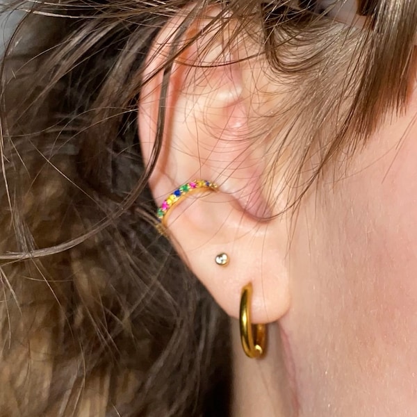 Rainbow Cz Conch Ear Cuff Earrings - Etsy