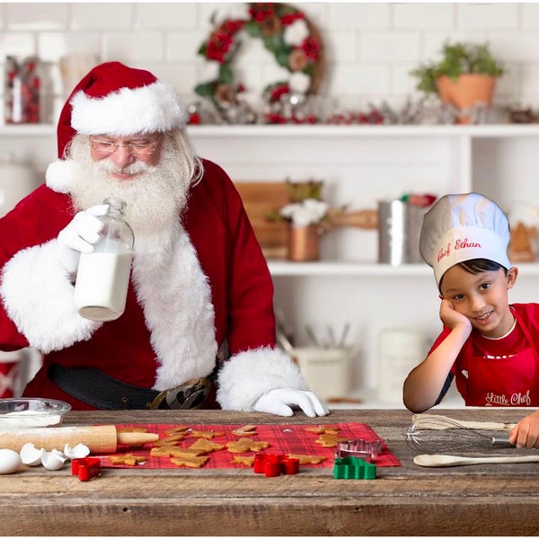 Santa Baking Cookies, Drinking Milk, Kitchen Scene, Santa Overlay ...