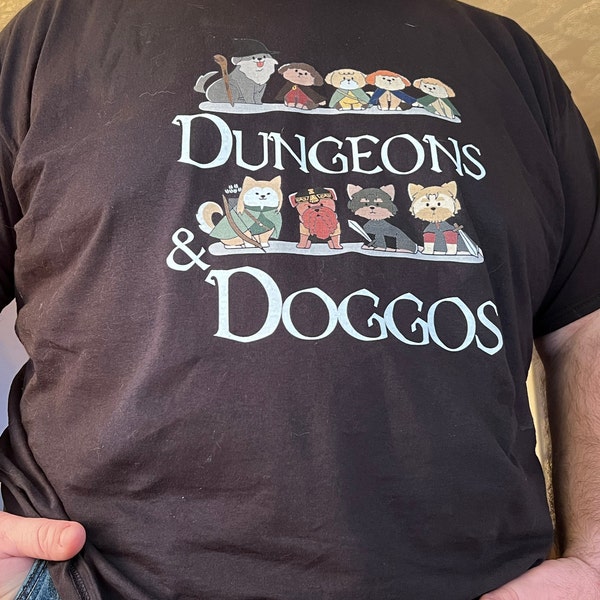 Dungeons & Doggos T Shirt, Dungeons + Dragons Rpg Dm Gm Dogs Cute Top ...
