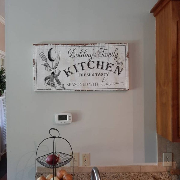 Personalized Kitchen Sign, Family Kitchen Sign, Rustic Kitchen Decor ...