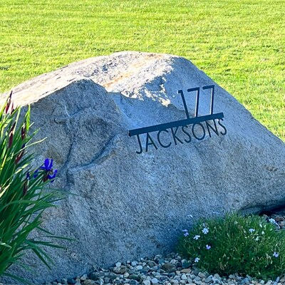 Custom Metal Modern Minimalist Home House Address Sign for Your Rock or ...