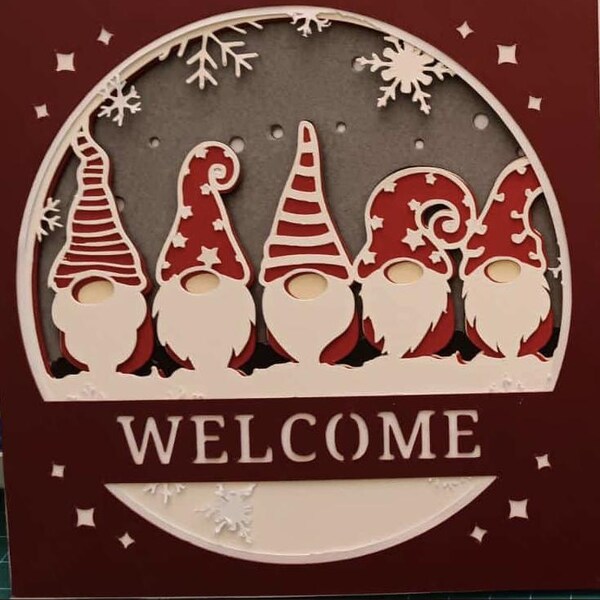 3D Gnome Welcome Shadow Box, Christmas Shadow Box Svg, Merry Christmas ...