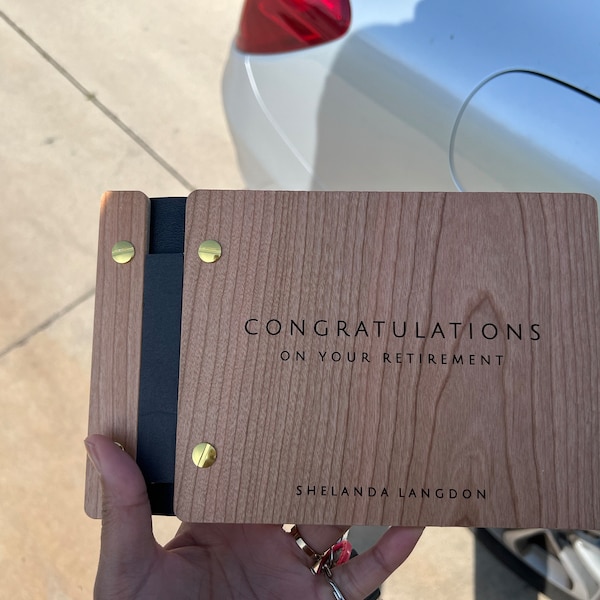 Personalized Retirement Book - Wooden Guest Book With Custom Engraved ...
