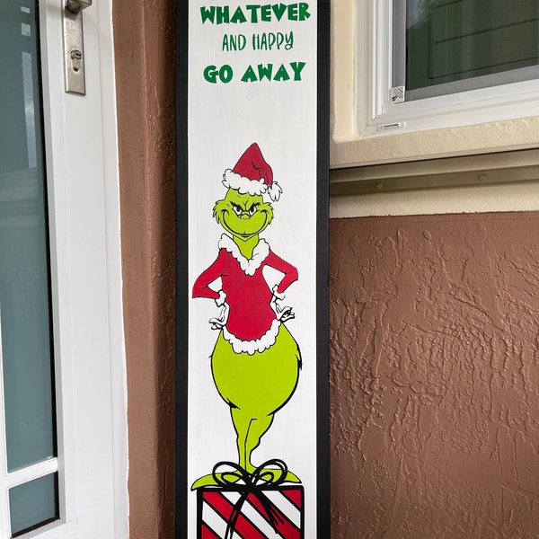 Grinch Sign, Front Porch Leaner, REVERSIBLE, Solid Wood, Porch Sign ...