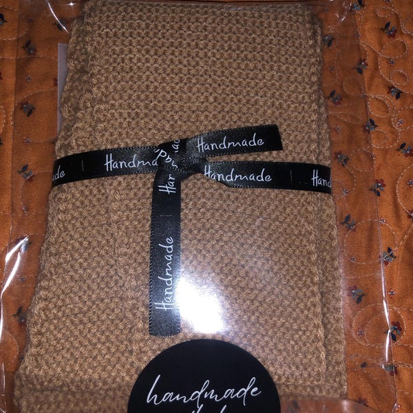 Cinnamon Brown Handknit Sophie Scarf V1 | Small Knitted Scarf ...