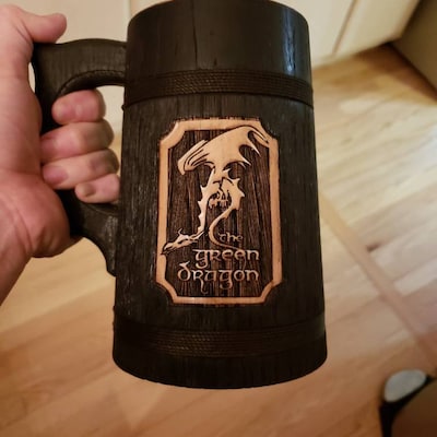 The Green Dragon Beer Stein Personalized Wooden Mug 0.7 L 23oz Natural ...