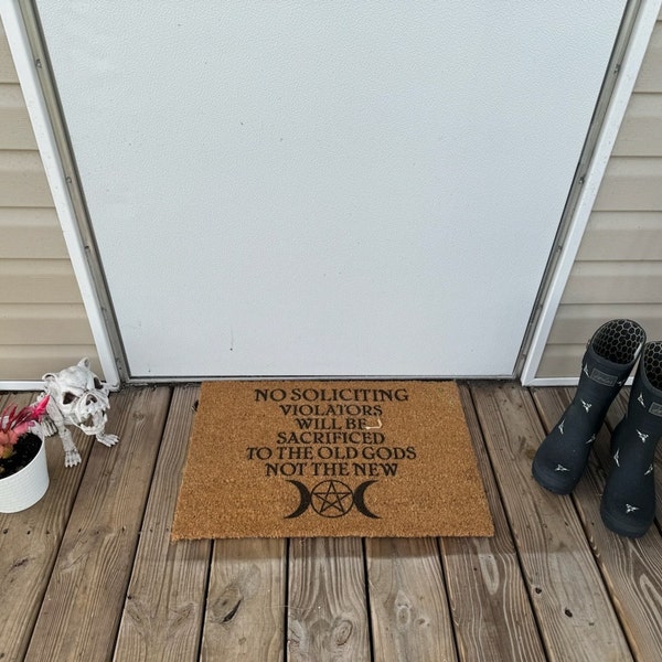 No Soliciting Old Gods Not the New Wiccan Witch Pagan Coir Doormat Door ...