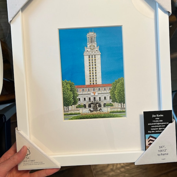 UT Tower. 5" X 7". Austin Texas. Watercolor Painting. Art Print. Austin ...
