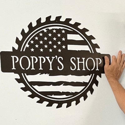 Custom American Flag Workshop Sign Metal Shop Sign Free Shipping Dad ...