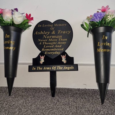 Large Heart Temporary Gravestone Marker Memorial Plaque, Personalised ...