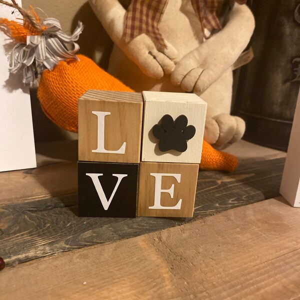 Dog Decor/ Wood Blocks/ Tiered Tray Decor/ Wood Decor/ Mantle Decor ...