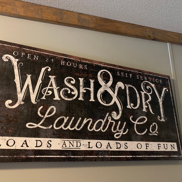 Modern Farmhouse Wall Decor Laundry Sign Wash & Dry Rustic Chic Self ...
