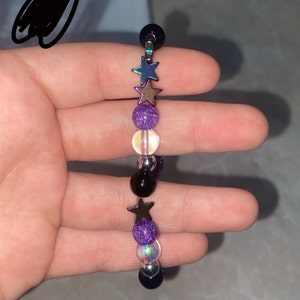 Aroace Pride Flag Star Beaded Gemstone Bracelet, Stretchy Beaded ...