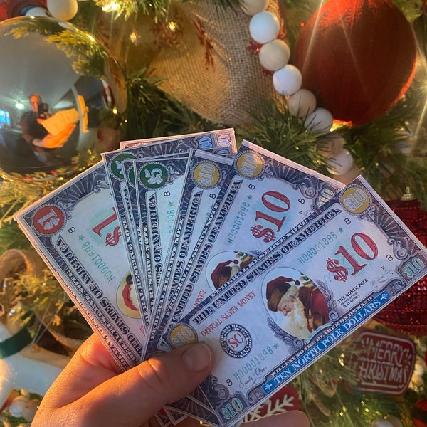 Printable North Pole Santa Money, Play Money, Christmas Dollar Bill ...