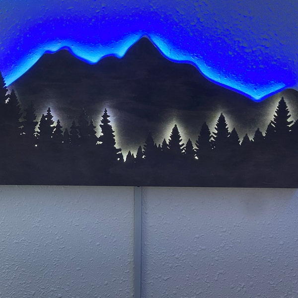 Mountain Wall Art Lights, Mountain Led Sign, Mountain Wall Art Light Up ...