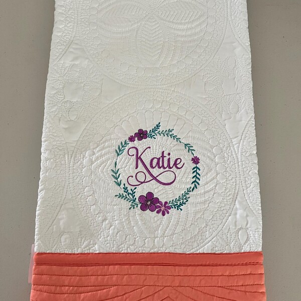Heirloom Baby Quilt, Blank Embroidery Quilt, Pink Quilt, Blue Quilt ...