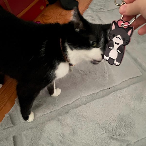 Calcifer Embroidered Tag Keychain Jet Tag Keyring Happy Fire Bacon With ...