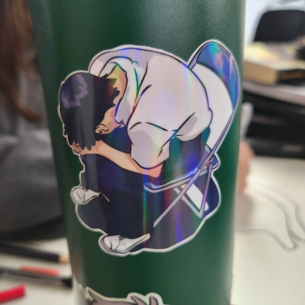 Shinji Chair Meme Fan Art Sticker | Vinyl Holographic Laminated Sticker ...
