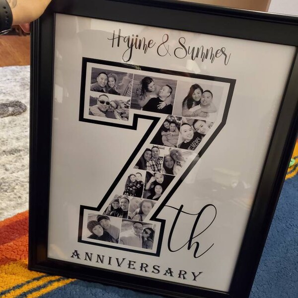 Custom 7 Year Anniversary Collage, Personalized 7th Anniversary Gift ...