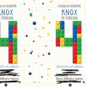 Editable Building Blocks Invitation, Blocks Birthday Party, Building ...