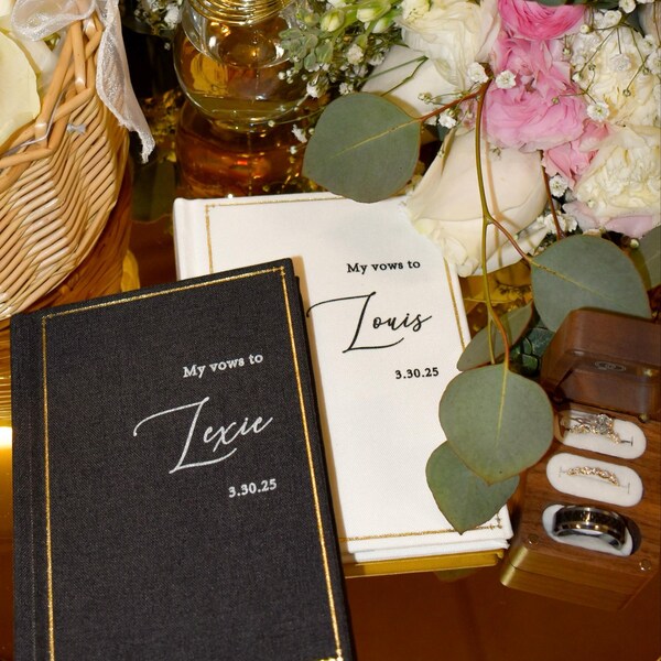 Custom Linen Vow Books Set of 2, Couple Engagement Gift for Lovers ...