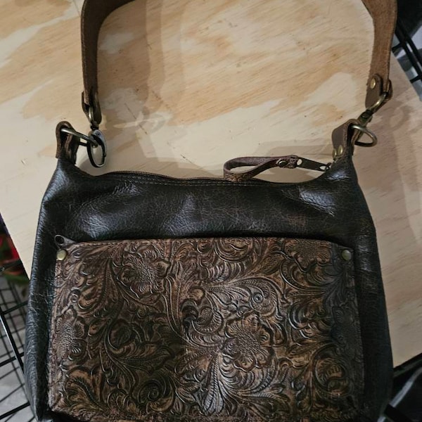 Brown Leather Cowgirl Purse, Embossed Floral Western Hobo Bag - Etsy