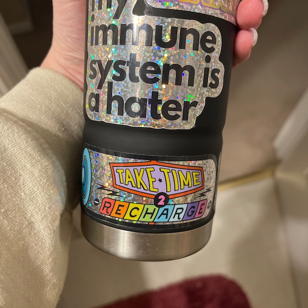 Holographic Glitter Take Time to Recharge Battery Sticker - Mental ...
