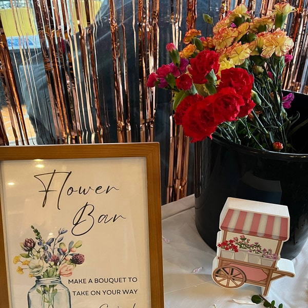 Flower Bar Sign, Wildflower Bouquet Bar Print Template, Floral Bridal ...