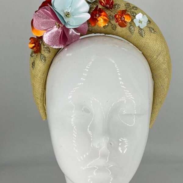 Sage Green , Gold and Ivory Halo Crown Headband Fascinator - Etsy