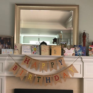 Happy Birthday Burlap Banner, Happy Birthday Bunting, Happy Birthday ...