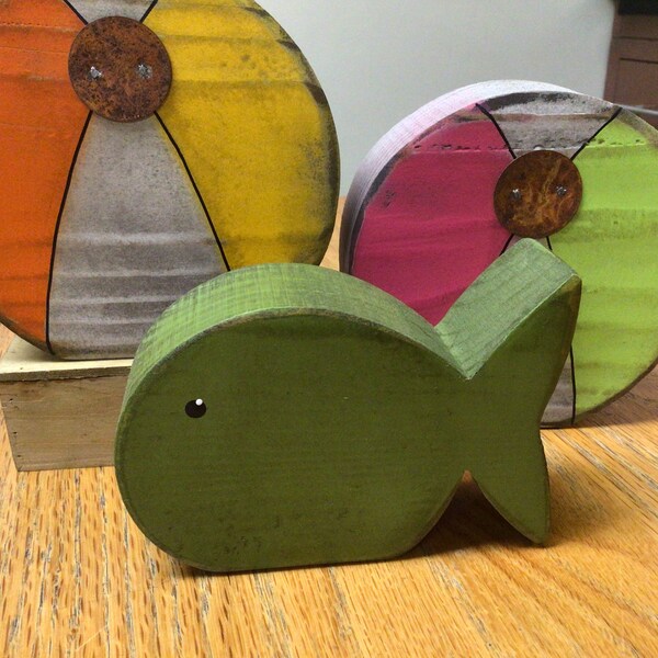 Restocked! Wooden Fish. Beach Decor. Summer Decor. Happy Wood Fish ...