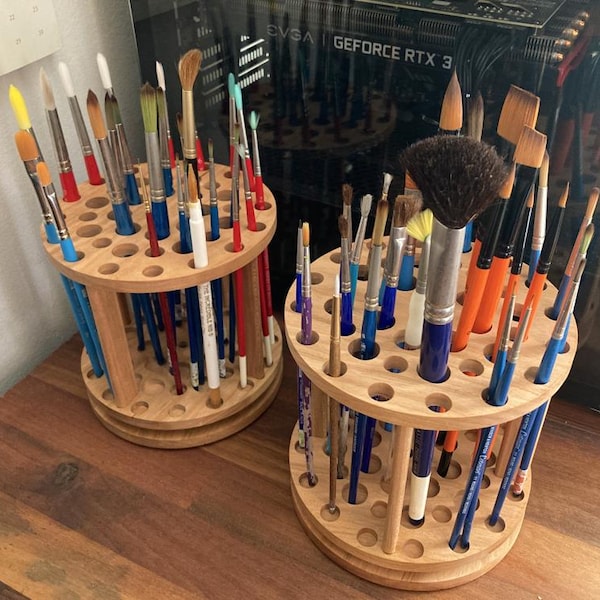 Rotating Paint Brush Holder for Big and Small Brushes, Handmade ...