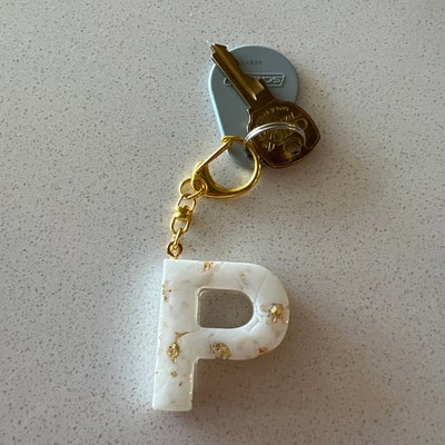 Custom Initial Keychain Pastel & Gold Letter Keychain - Etsy