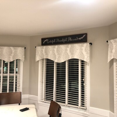 Light Gray Valance Gray Scalloped Valance Lined Window Valance ...